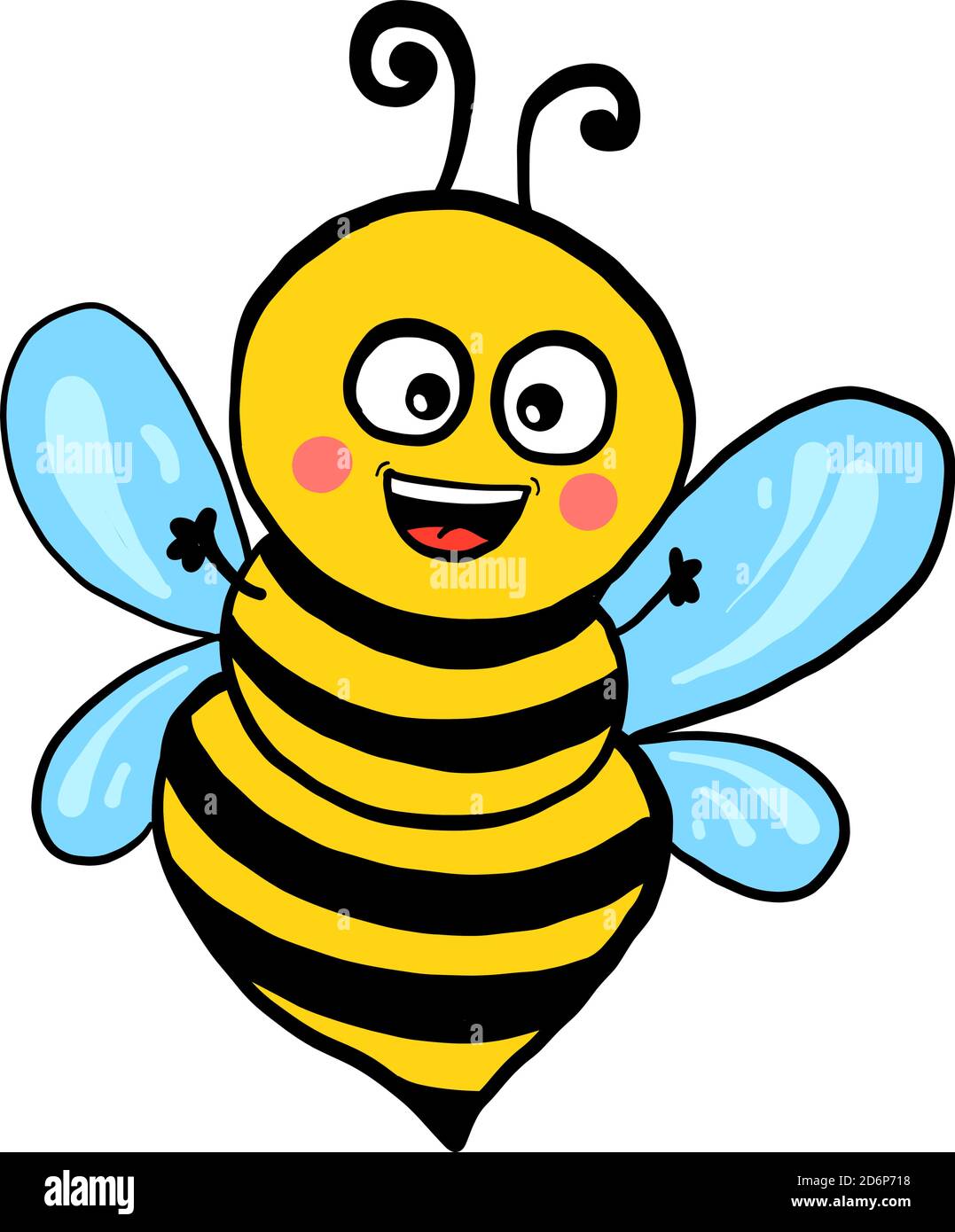 Big happy bee, illustration, vector on white background Stock Vector ...
