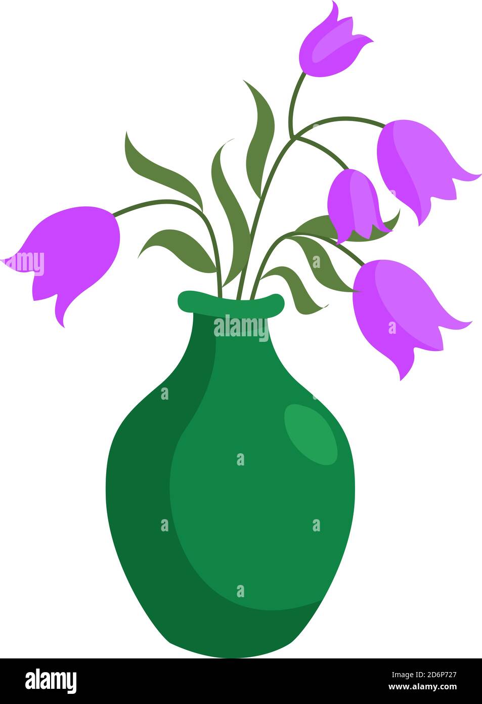 Purple bell flowers, illustration, vector on white background Stock ...