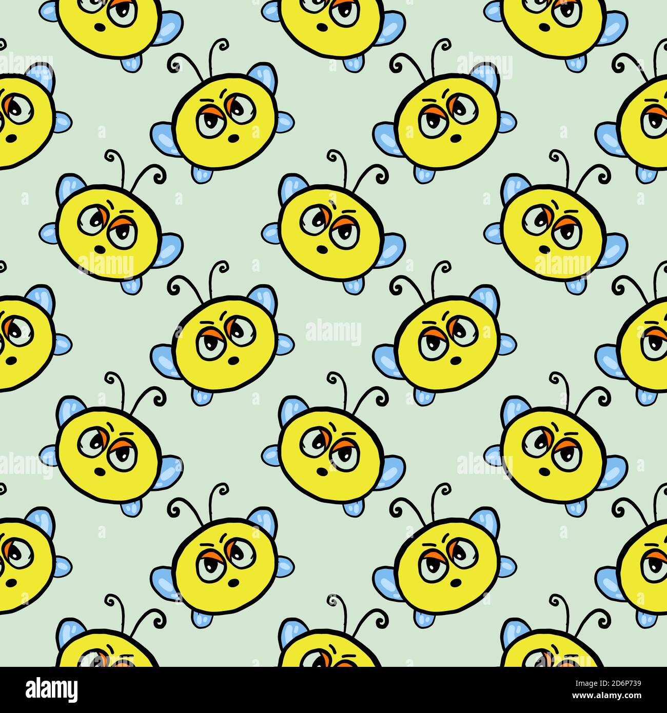Bee face,seamless pattern on light blue background Stock Vector Image ...