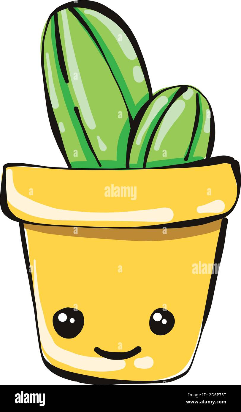 Happy little pot, illustration, vector on white background Stock Vector ...