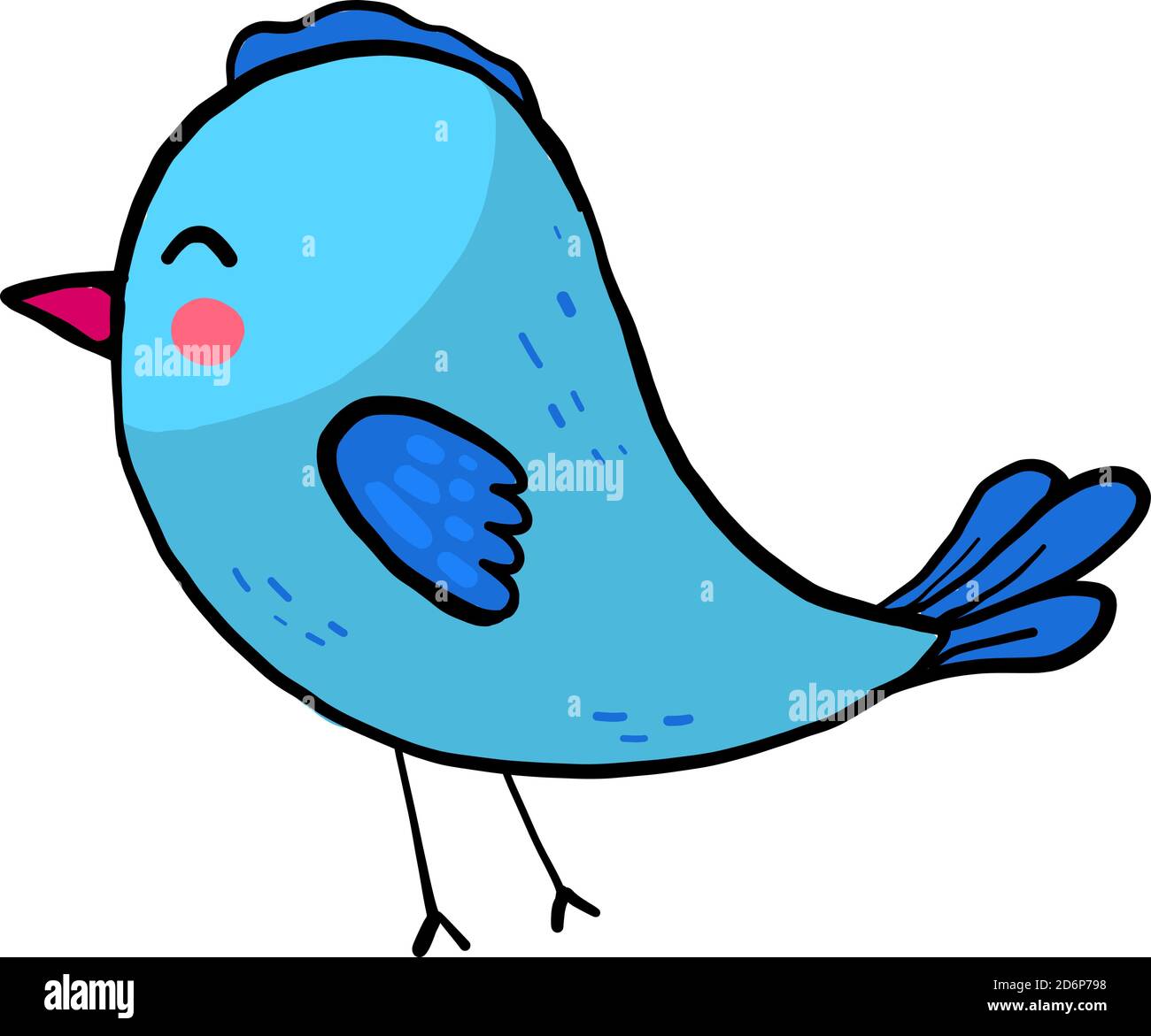 Blue happy bird, illustration, vector on white background Stock Vector ...