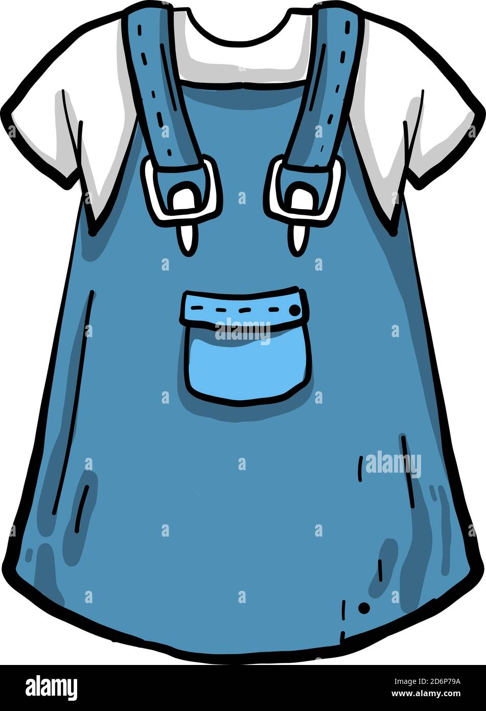 Blue dress, illustration, vector on white background Stock Vector Image ...