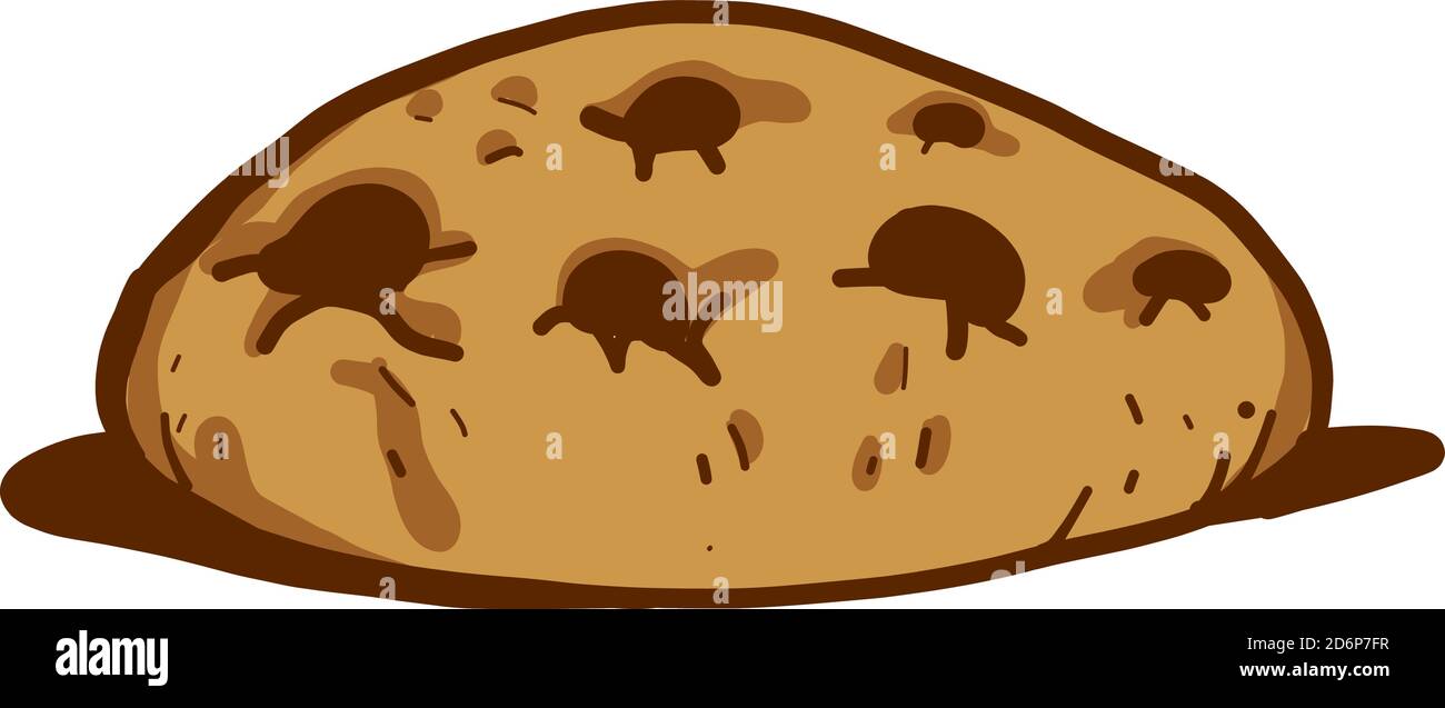 Chocolate chip cookie, illustration, vector on white background Stock ...