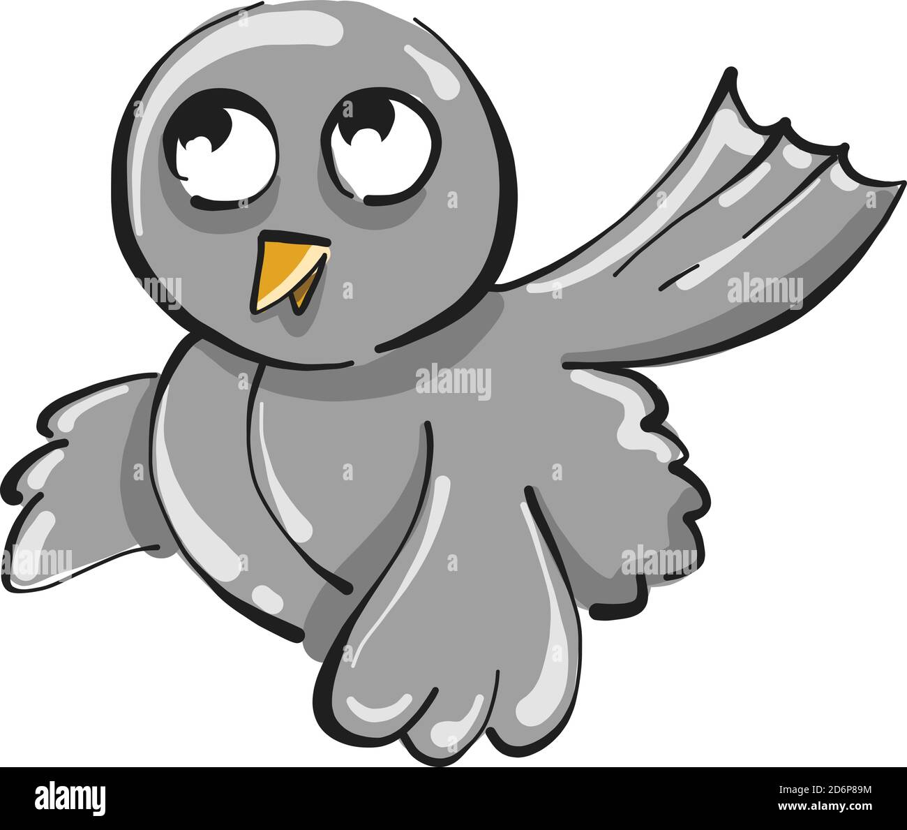 Grey bird, illustration, vector on white background Stock Vector Image ...