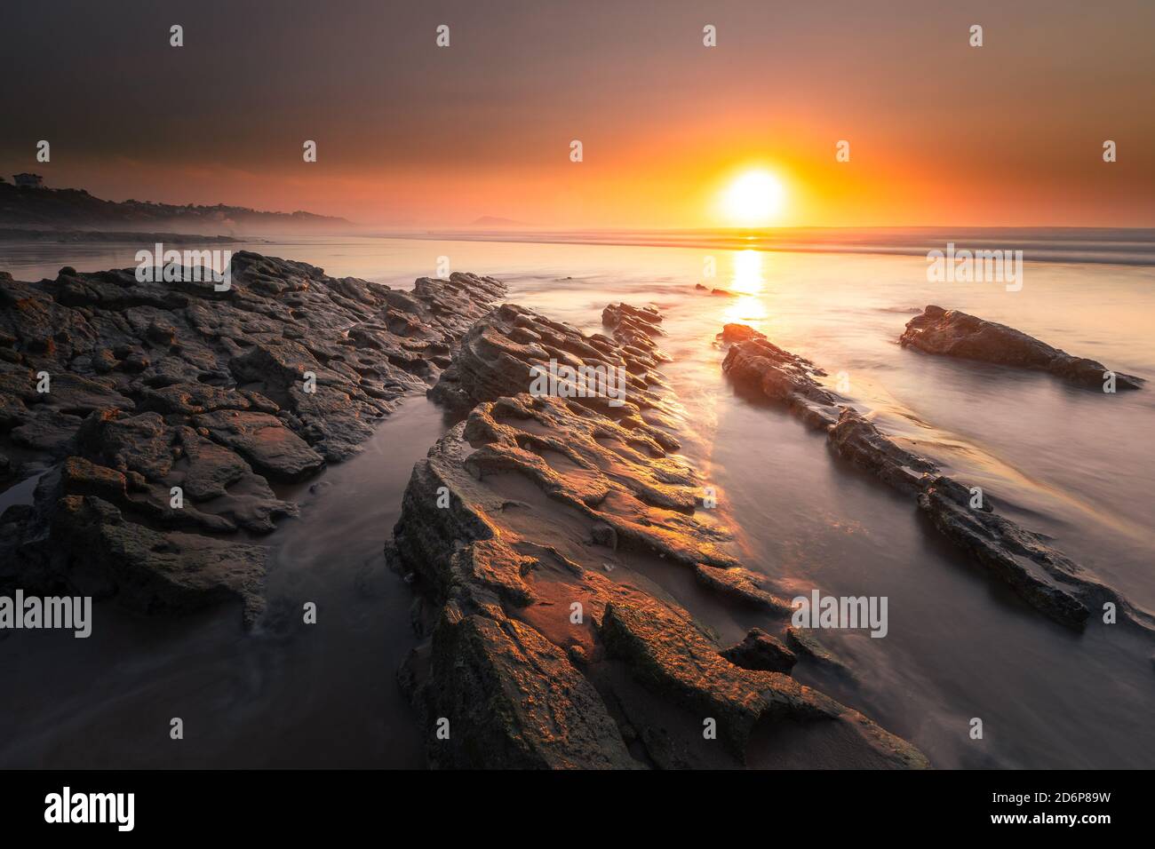 Sunset at the beach of Bidart, Basque Country Stock Photo - Alamy