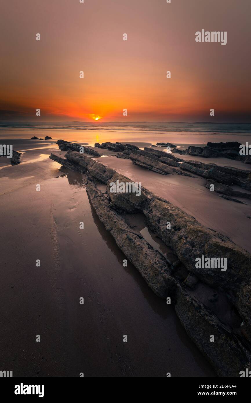 Sunset at the beach of Bidart, Basque Country Stock Photo - Alamy