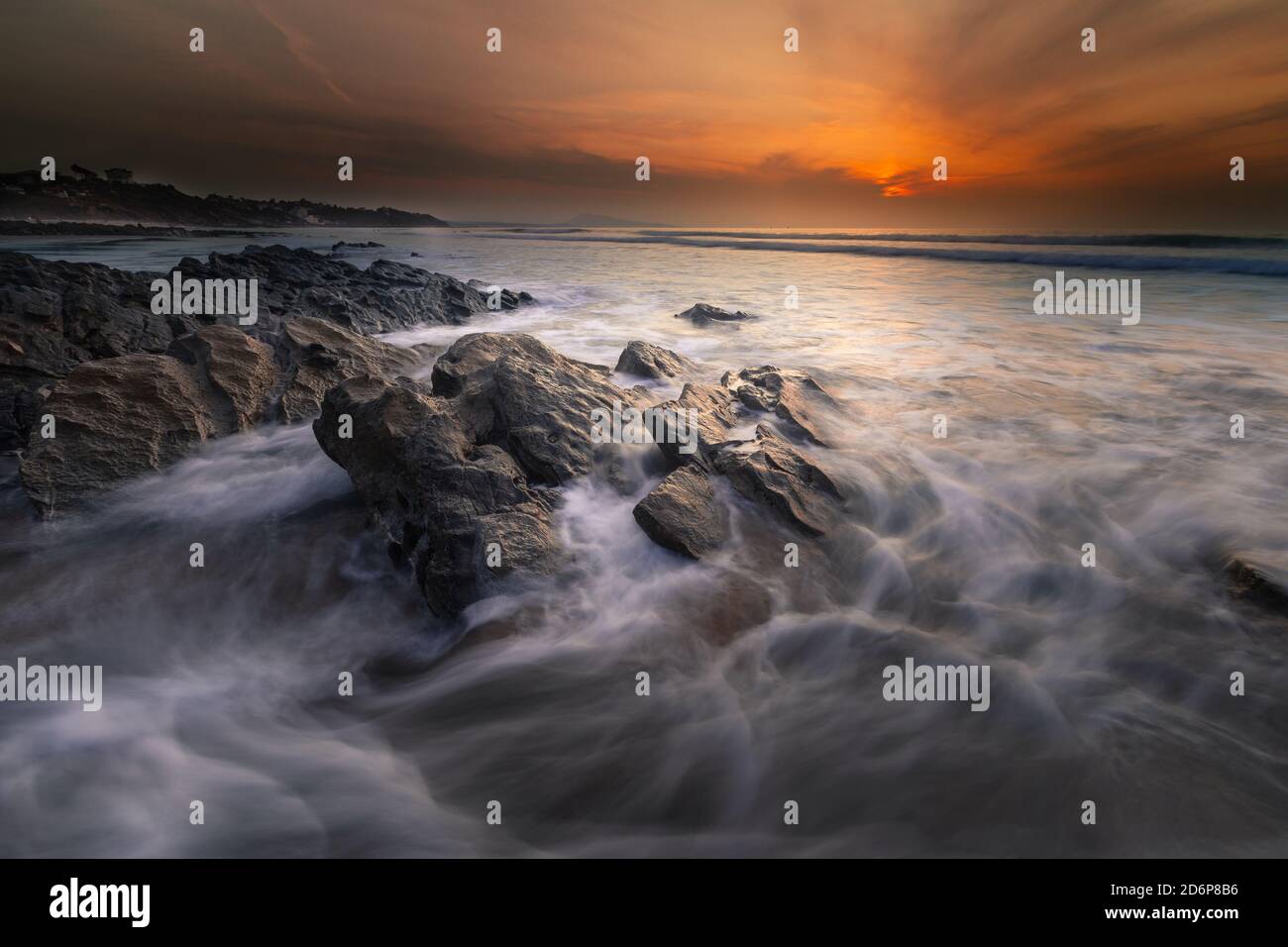 Sunset at the beach of Bidart, Basque Country Stock Photo - Alamy