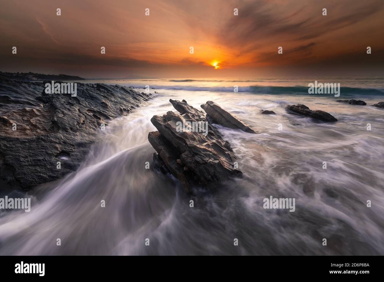 Sunset at the beach of Bidart, Basque Country Stock Photo - Alamy