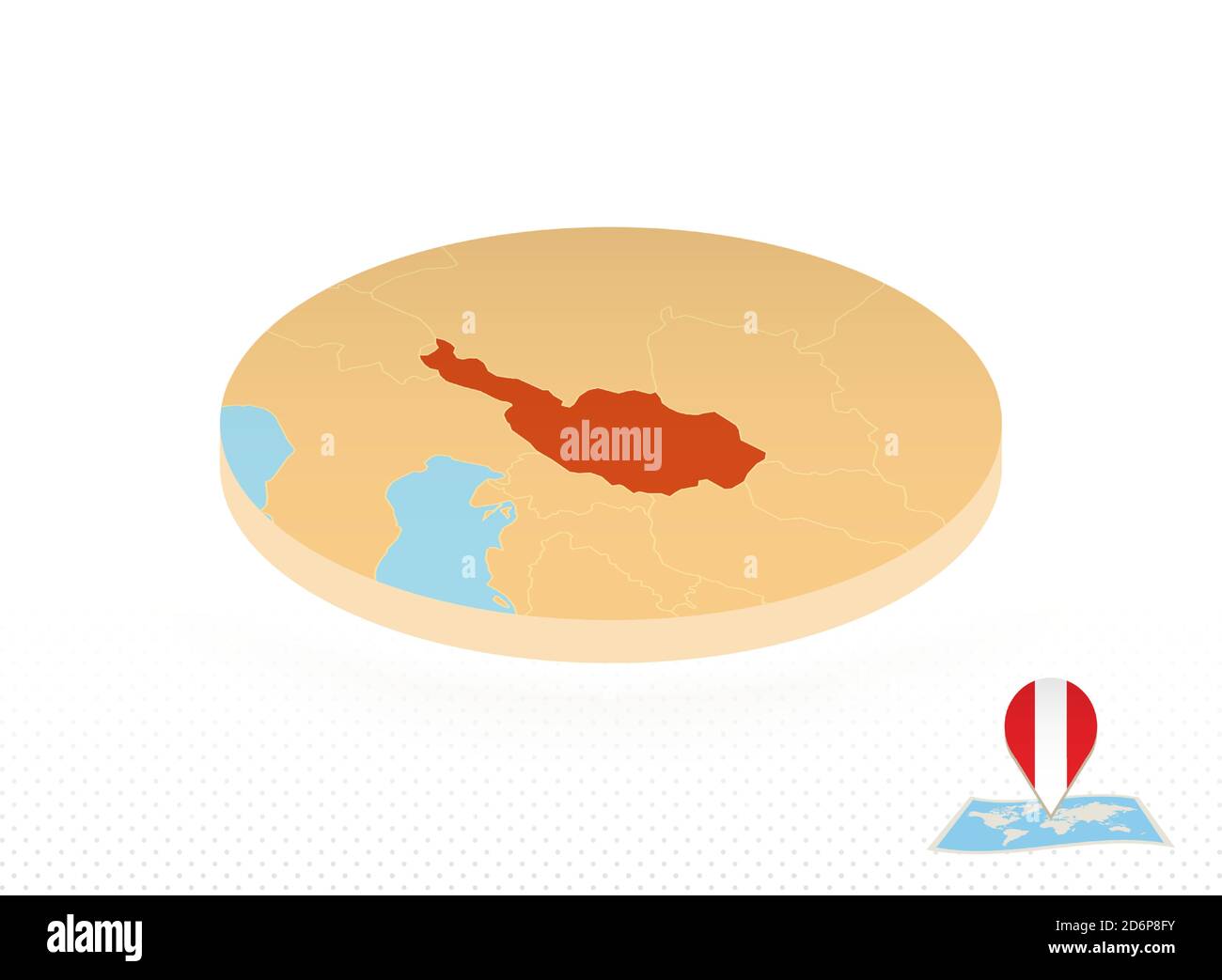 Austria map designed in isometric style, orange circle map of Austria ...
