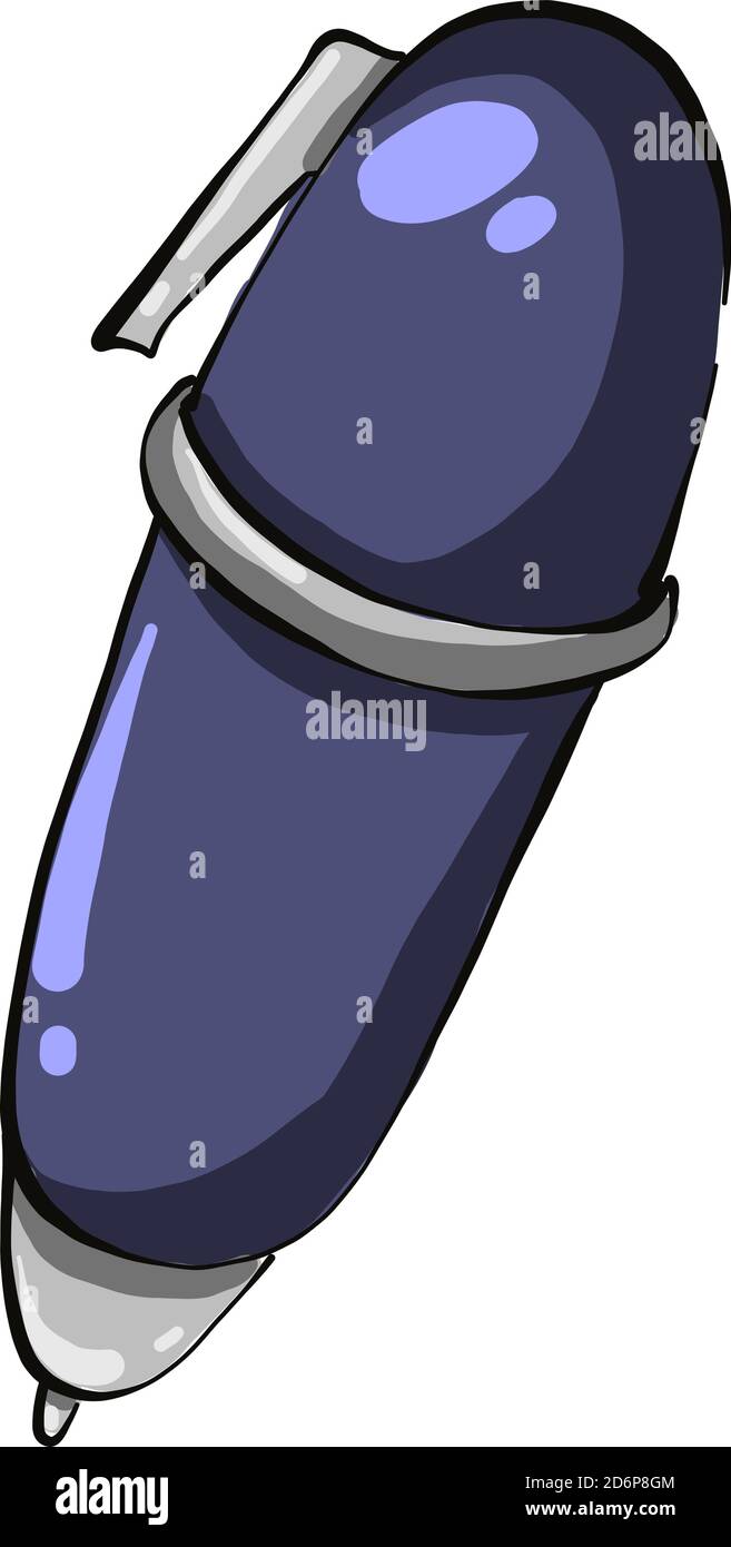 Big blue pen, illustration, vector on white background Stock Vector ...
