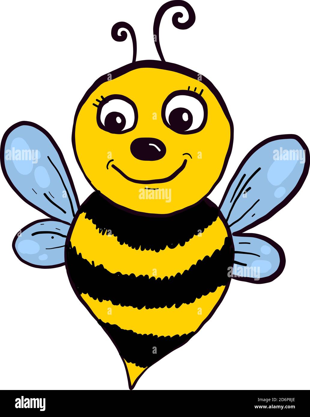 Smiling little bee, illustration, vector on white background Stock ...