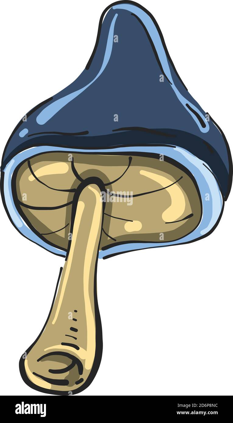 Blue mushroom, illustration, vector on white background Stock Vector ...