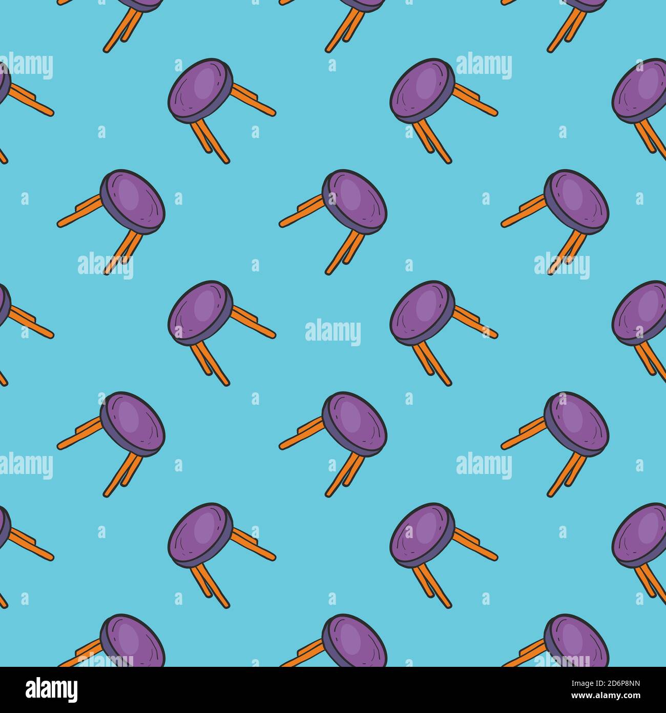 Purple cute chairs,seamless pattern on light blue background Stock ...