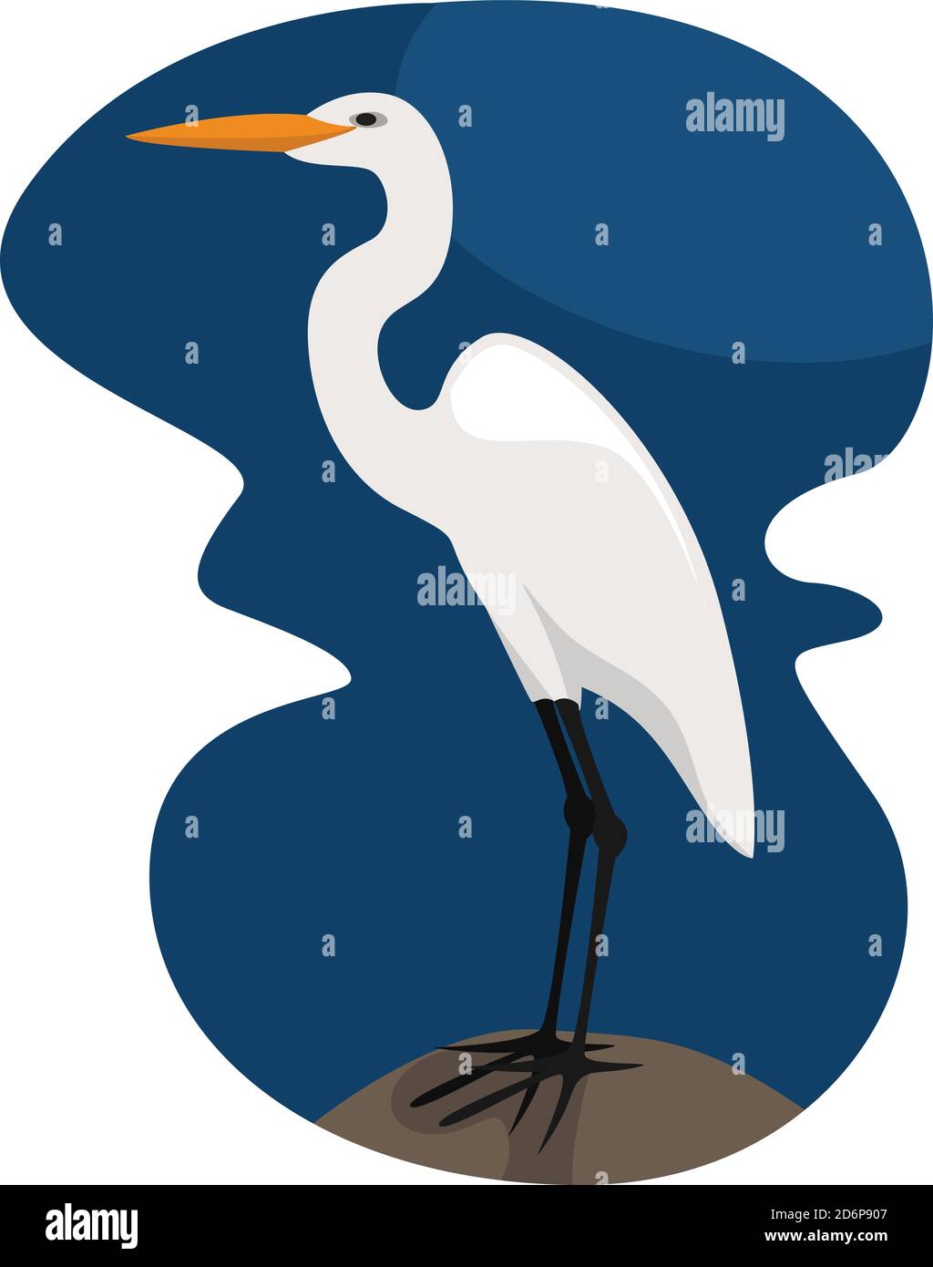 White egret, illustration, vector on white background Stock Vector ...