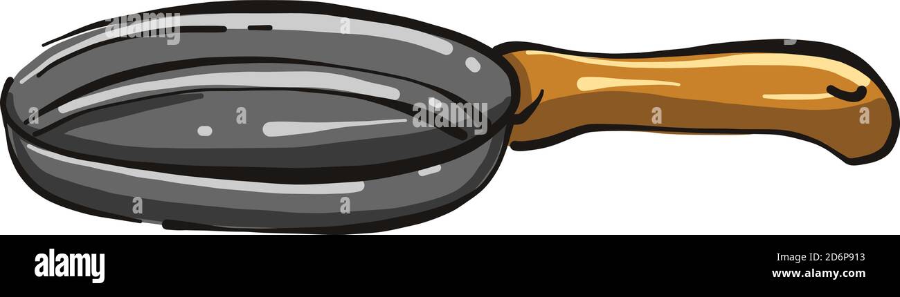 Frying pan, illustration, vector on white background Stock Vector Image ...