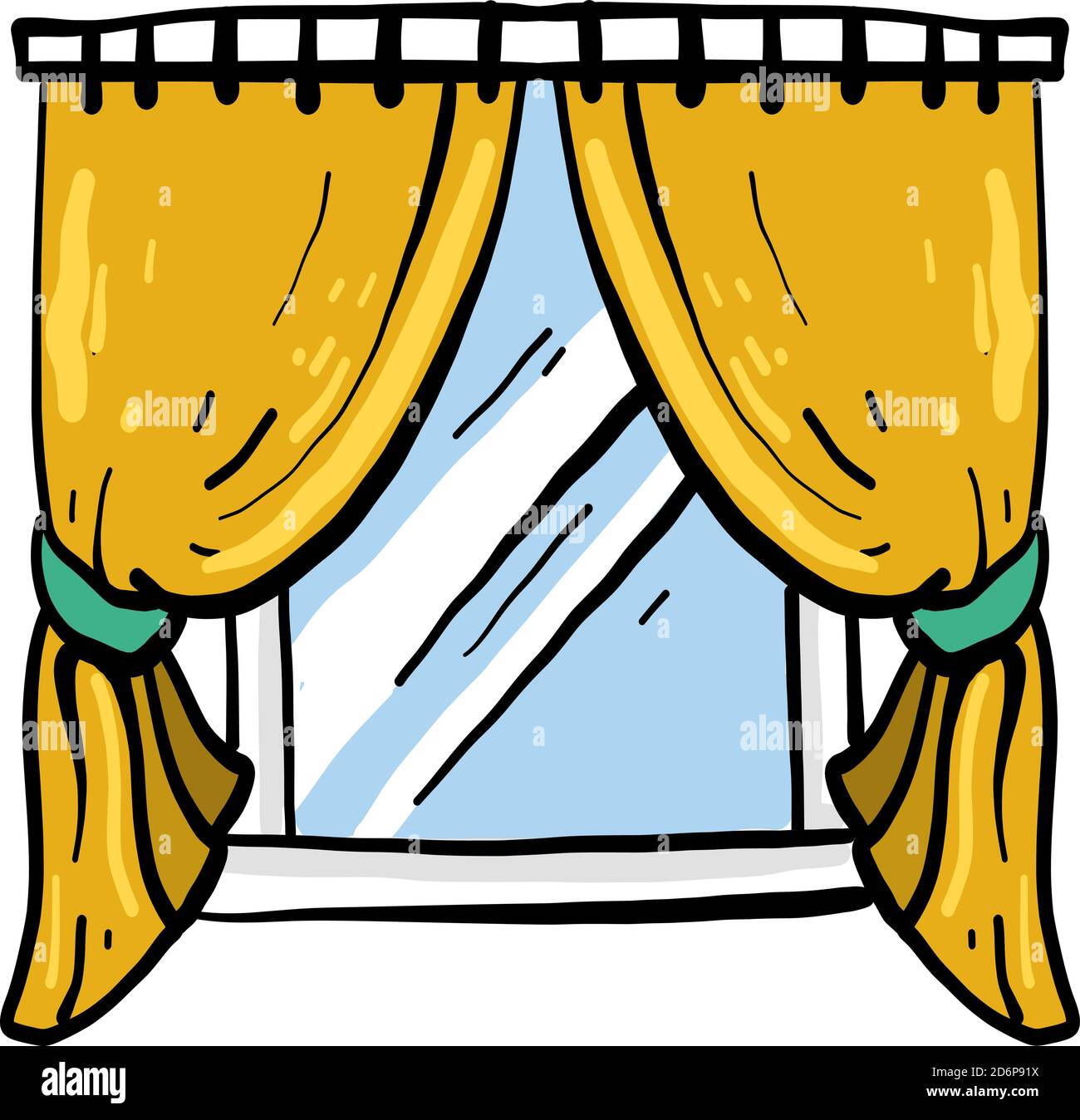 Yellow curtain, illustration, vector on white background Stock Vector ...