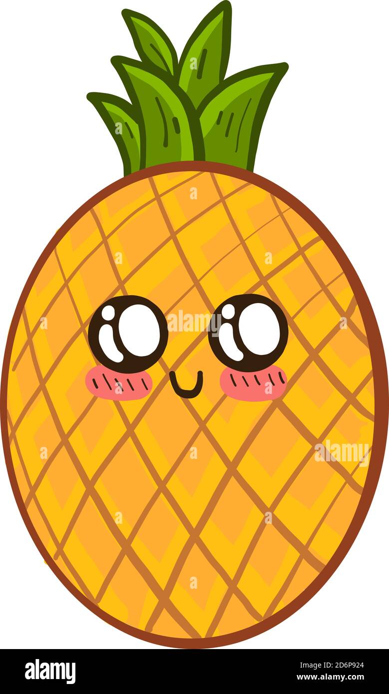 Cute little pineapple, illustration, vector on white background Stock ...