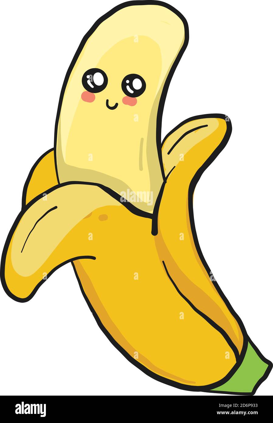 Banana with a face, illustration, vector on white background Stock ...