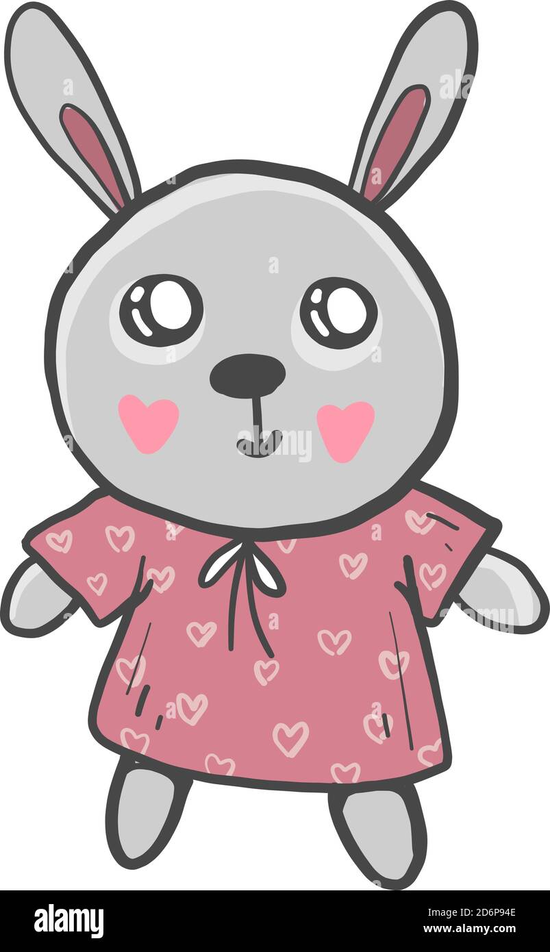 Bunny in a dress, illustration, vector on white background Stock Vector ...