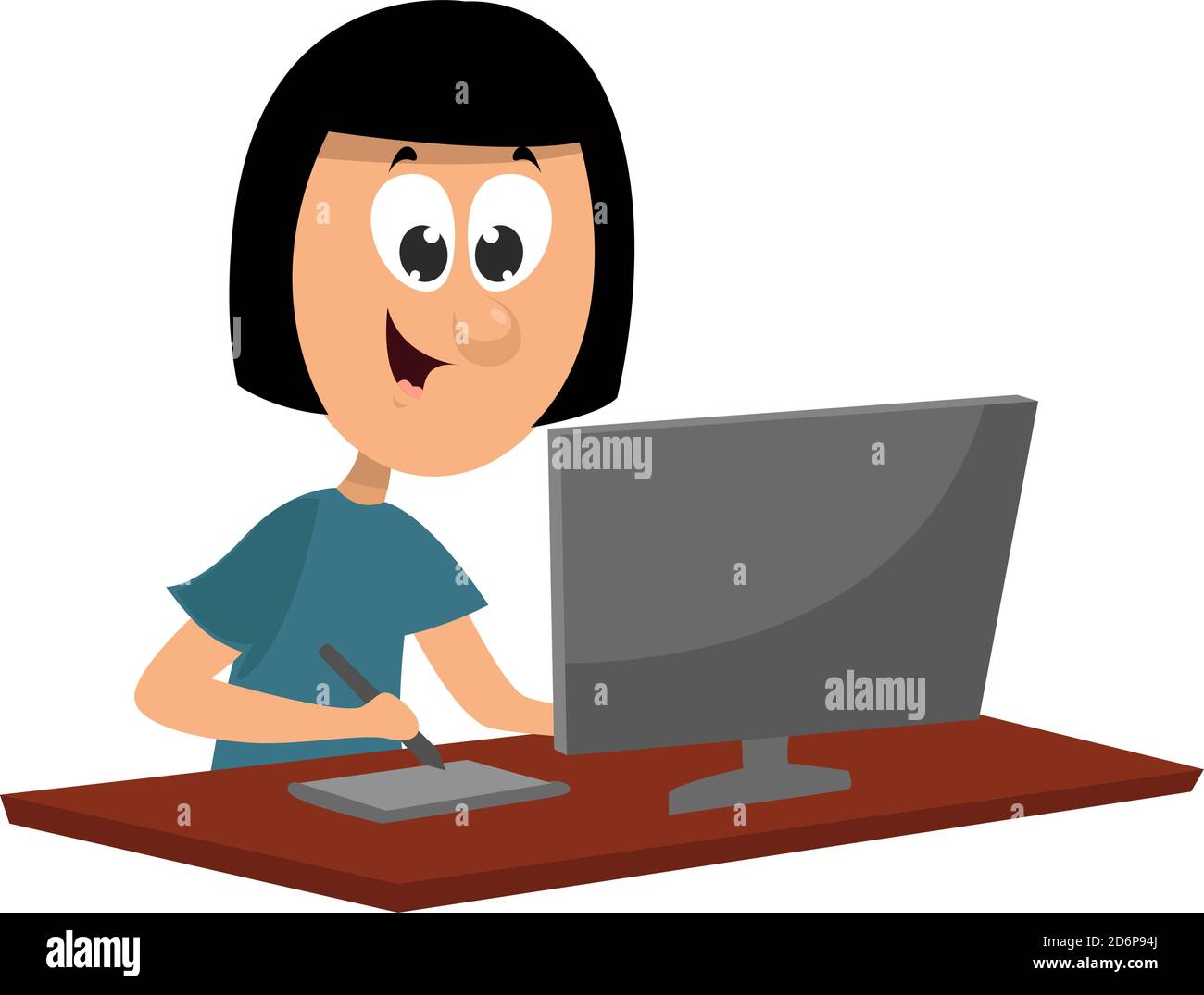 Computer designer, illustration, vector on white background Stock ...