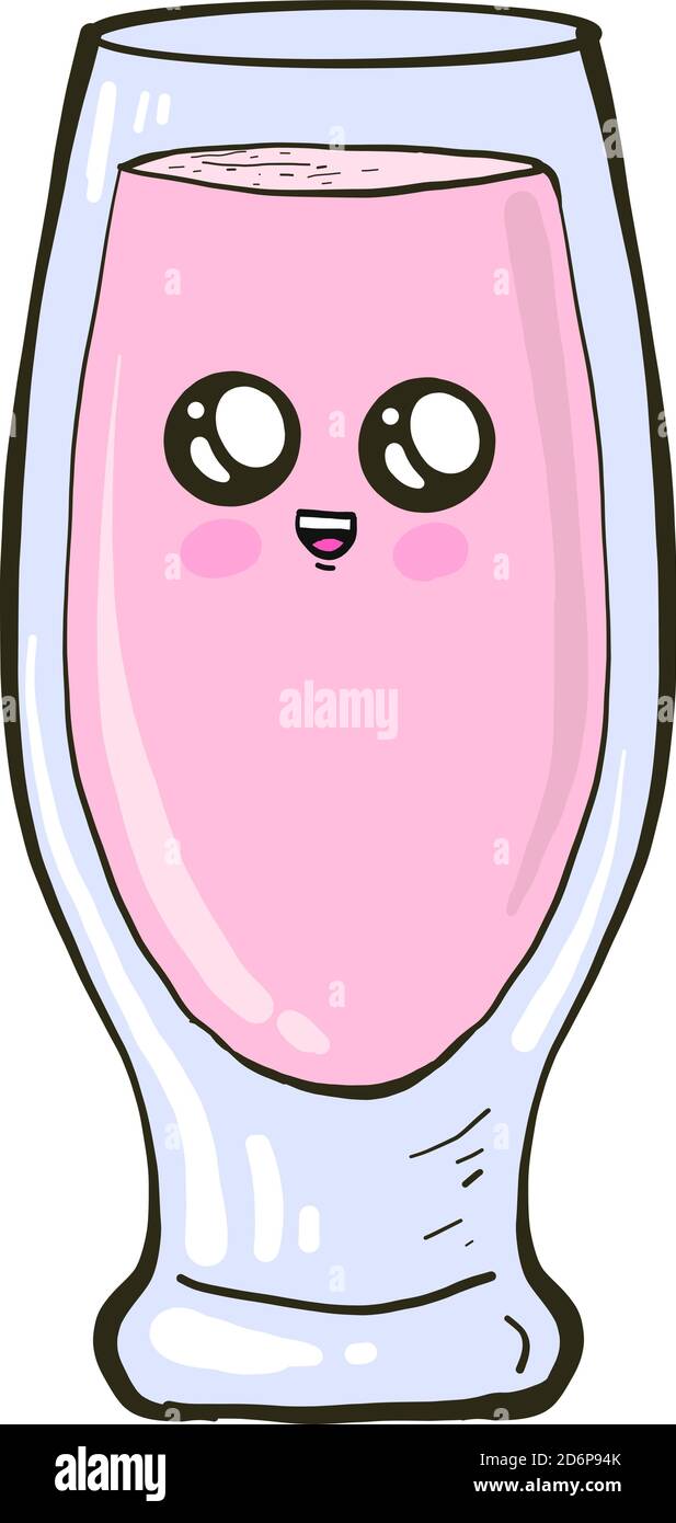 Pink juice in the glass, illustration, vector on white background Stock ...