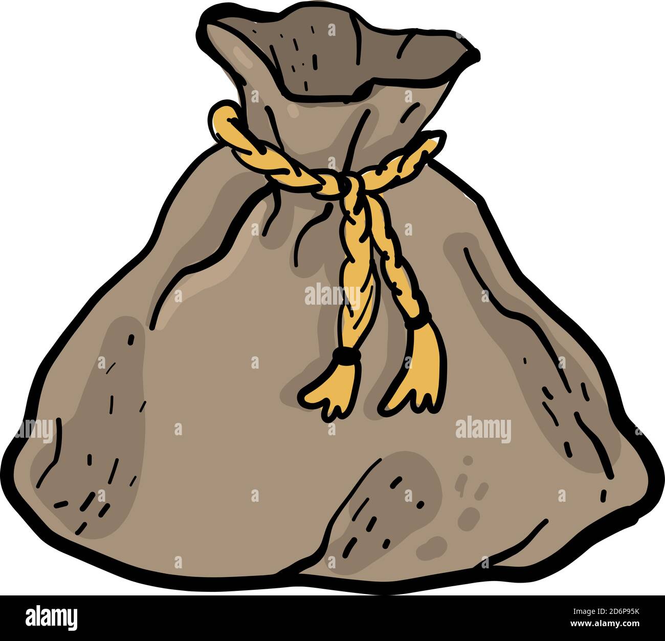Big brown bag, illustration, vector on white background Stock Vector ...