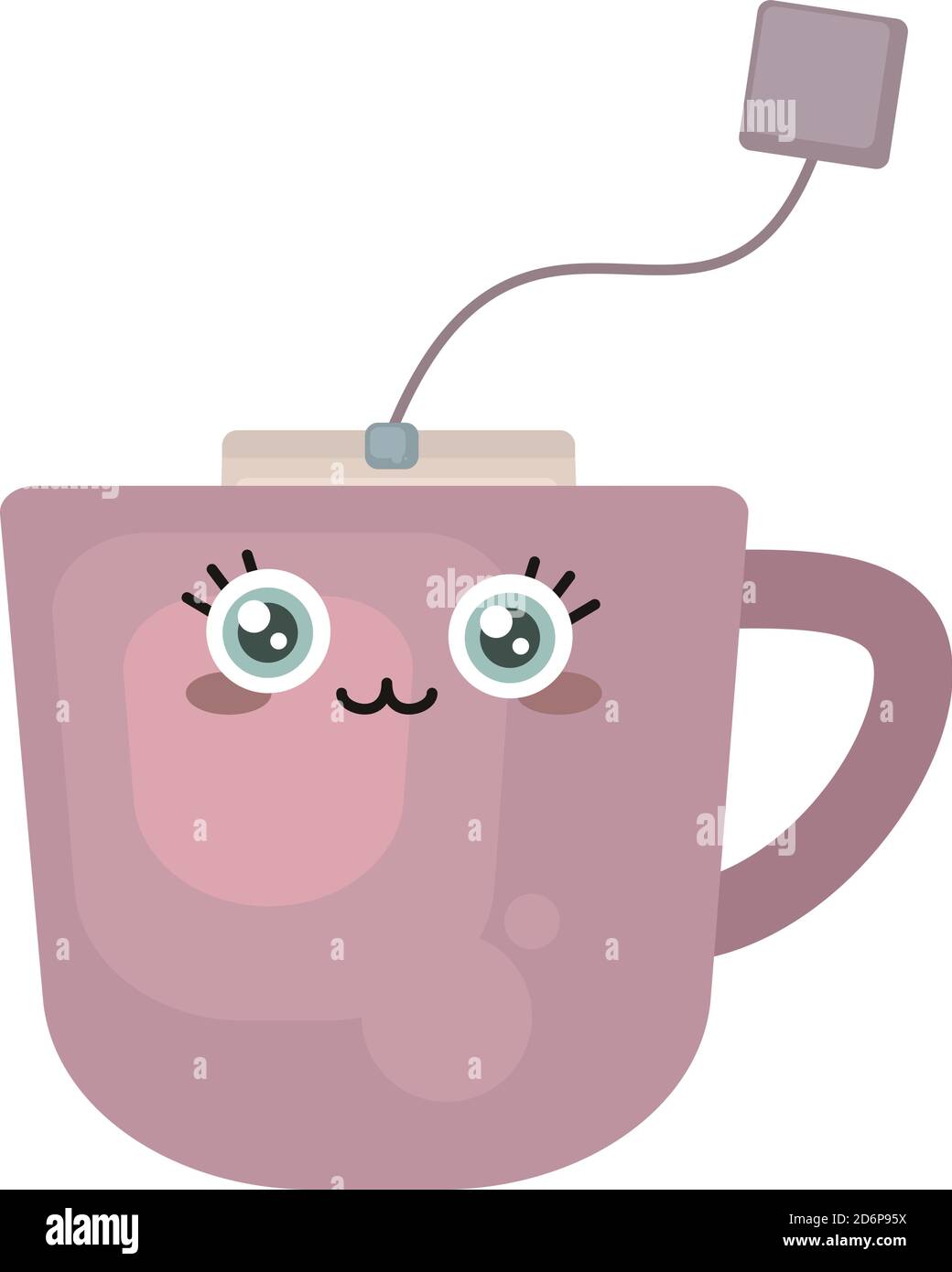 Pink cup of tea, illustration, vector on white background Stock Vector ...