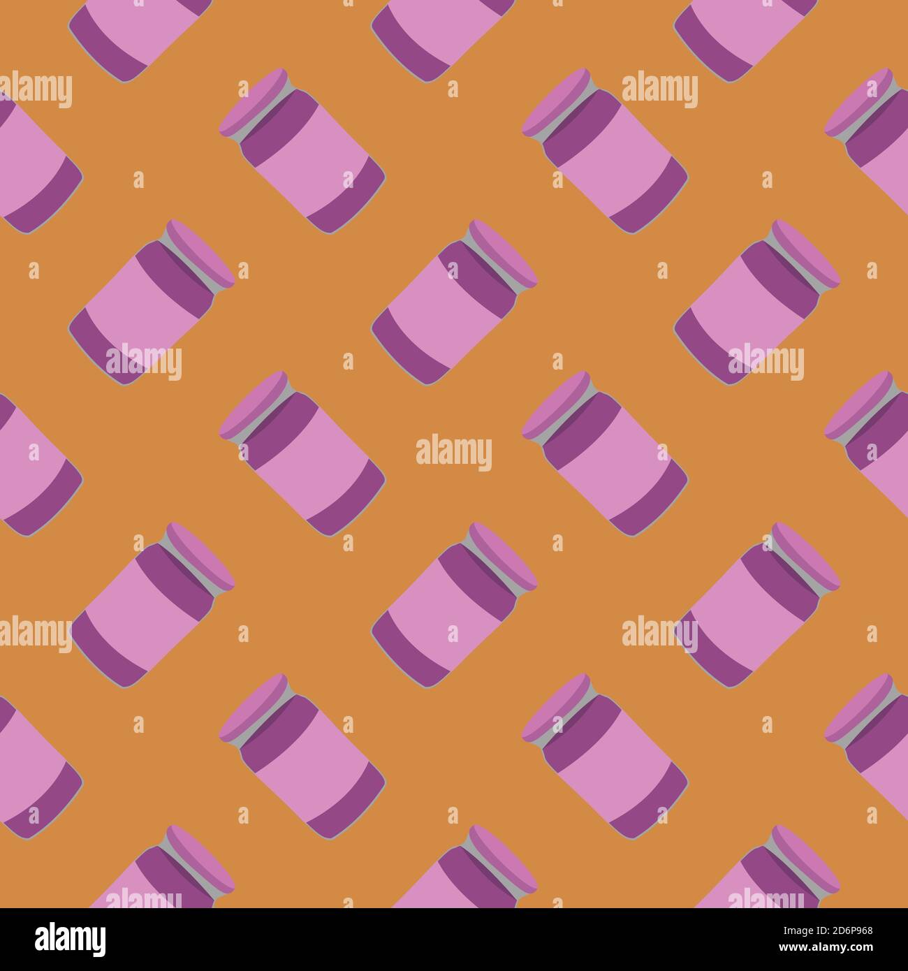 Purple jar of jam,seamless pattern on orange background Stock Vector ...