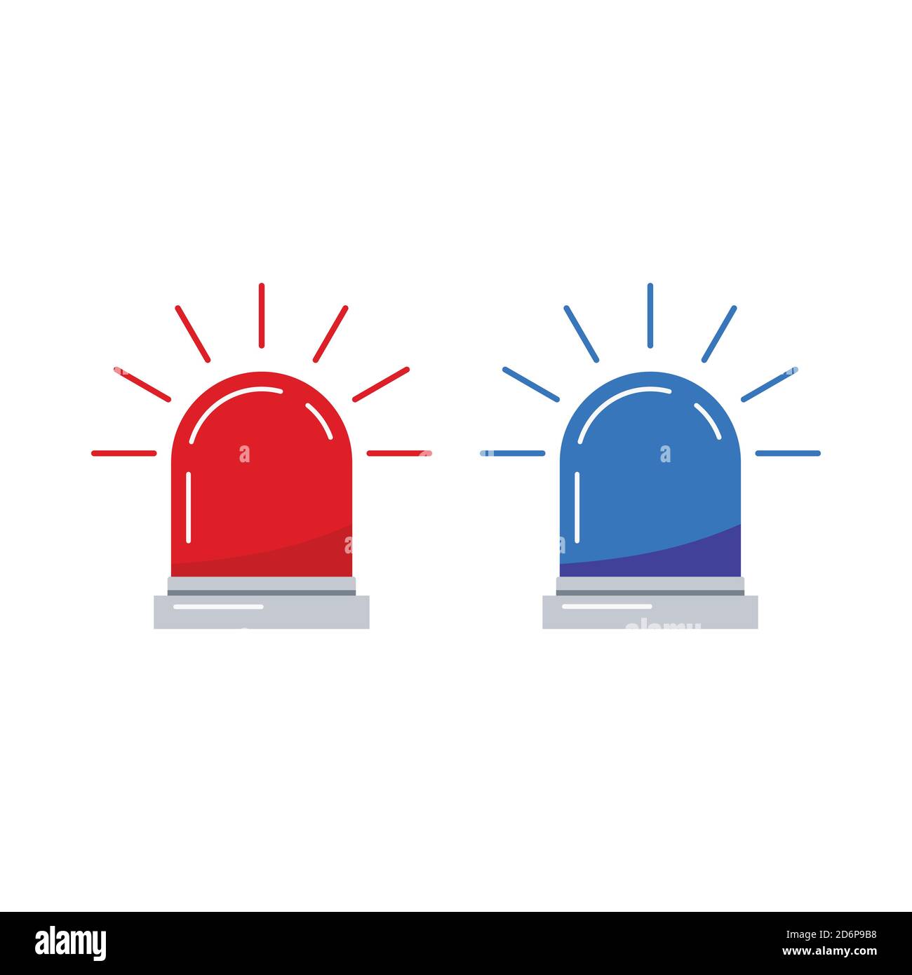 Blue and res flasher siren vector icon set isolated on white background ...