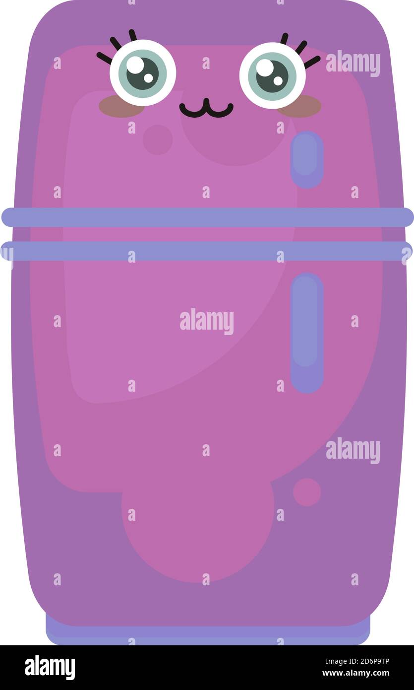 Purple fridge, illustration, vector on white background Stock Vector ...