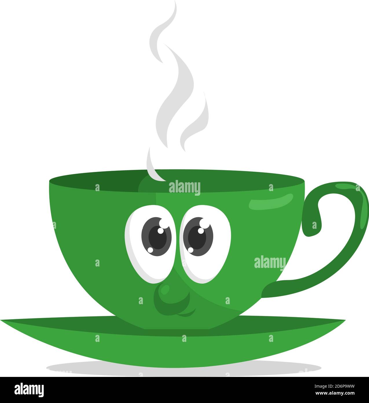 Green cup of tea, illustration, vector on white background Stock Vector ...