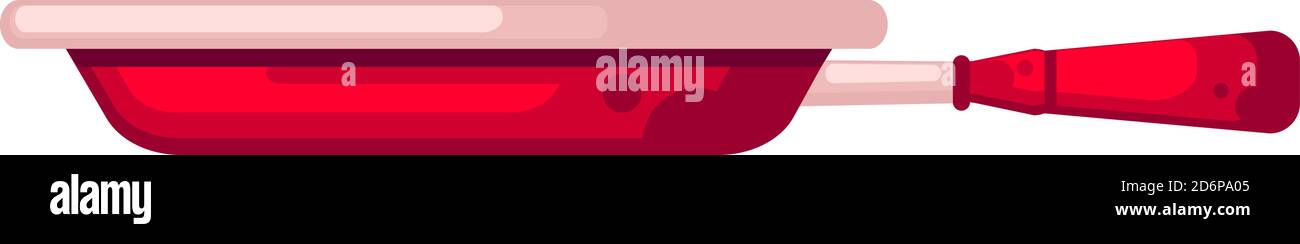 Red frying pan, illustration, vector on white background Stock Vector ...