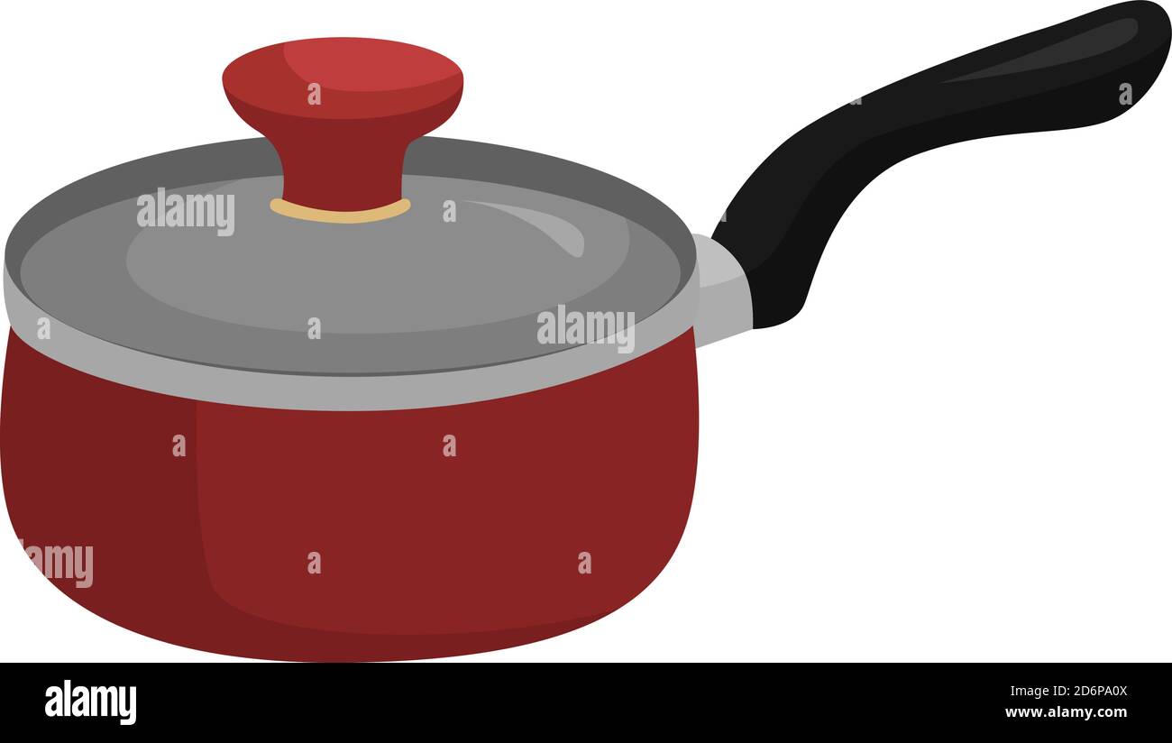 Red cooking pan, illustration, vector on white background Stock Vector ...