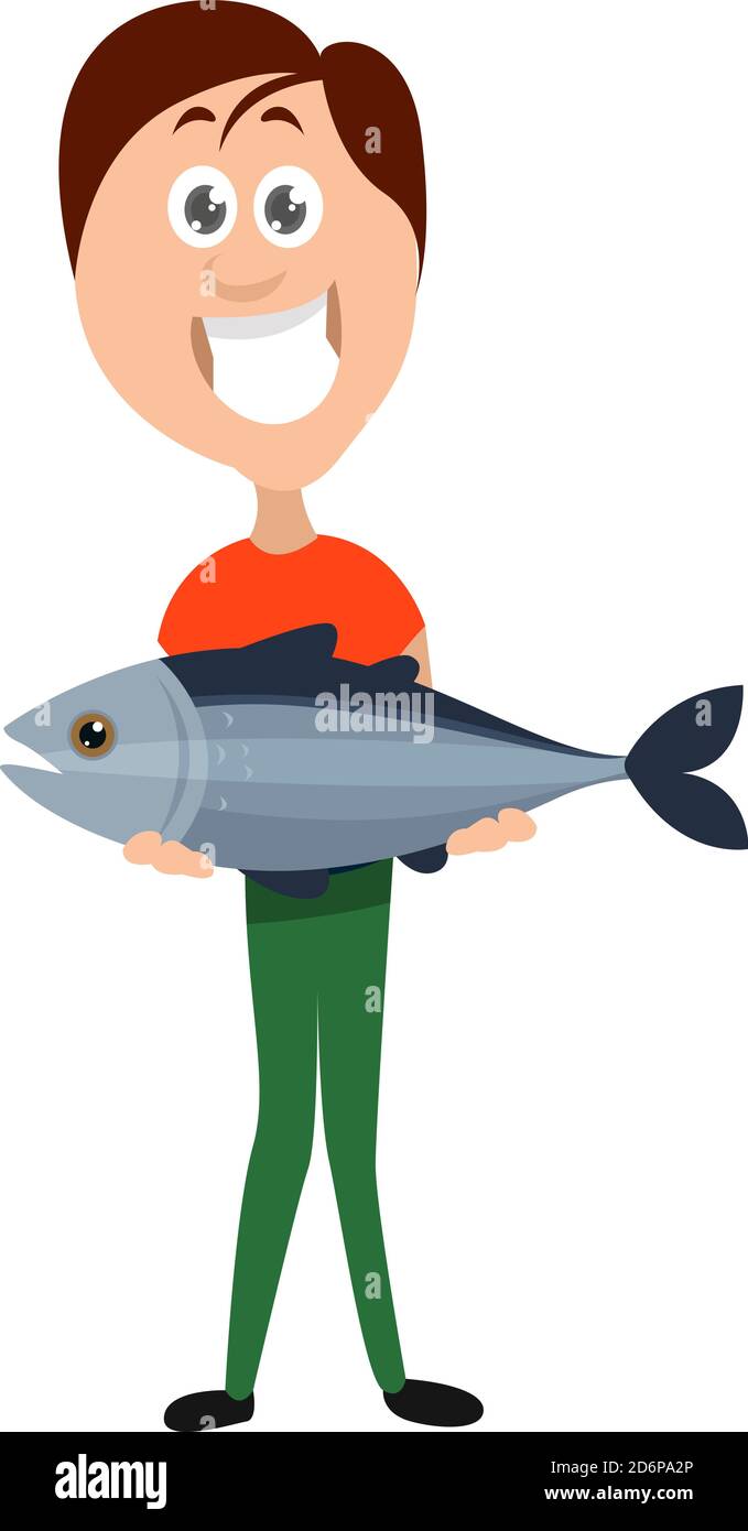 Fishing day, illustration, vector on white background Stock Vector ...
