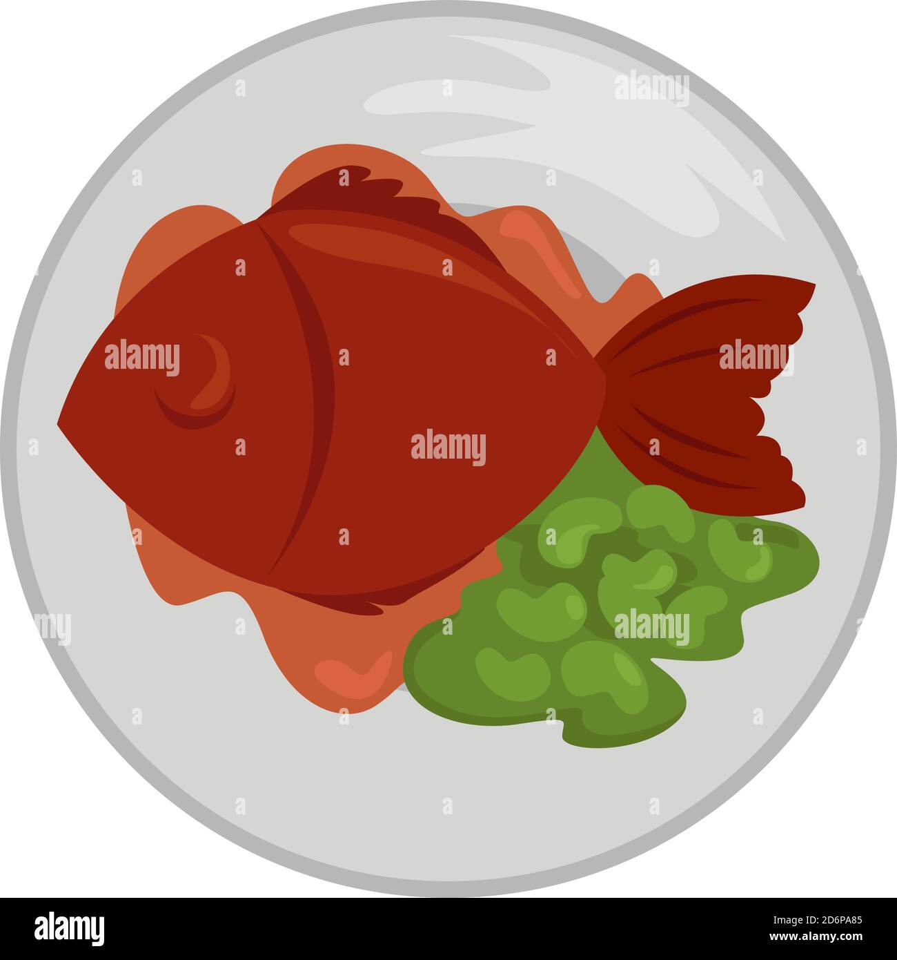 Fish with beans, illustration, vector on white background Stock Vector ...