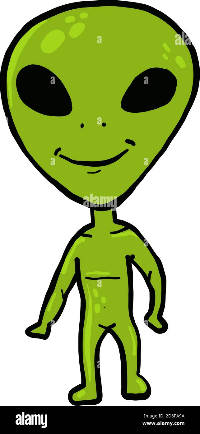 Alien with a happy face, illustration, vector on white background Stock ...