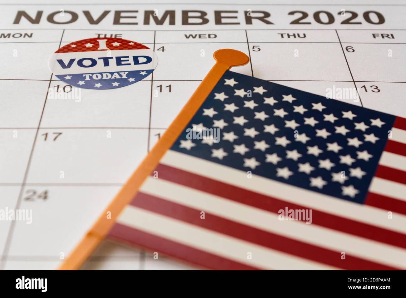 Calendar with November 3rd market with I voted today sticker and USA ...