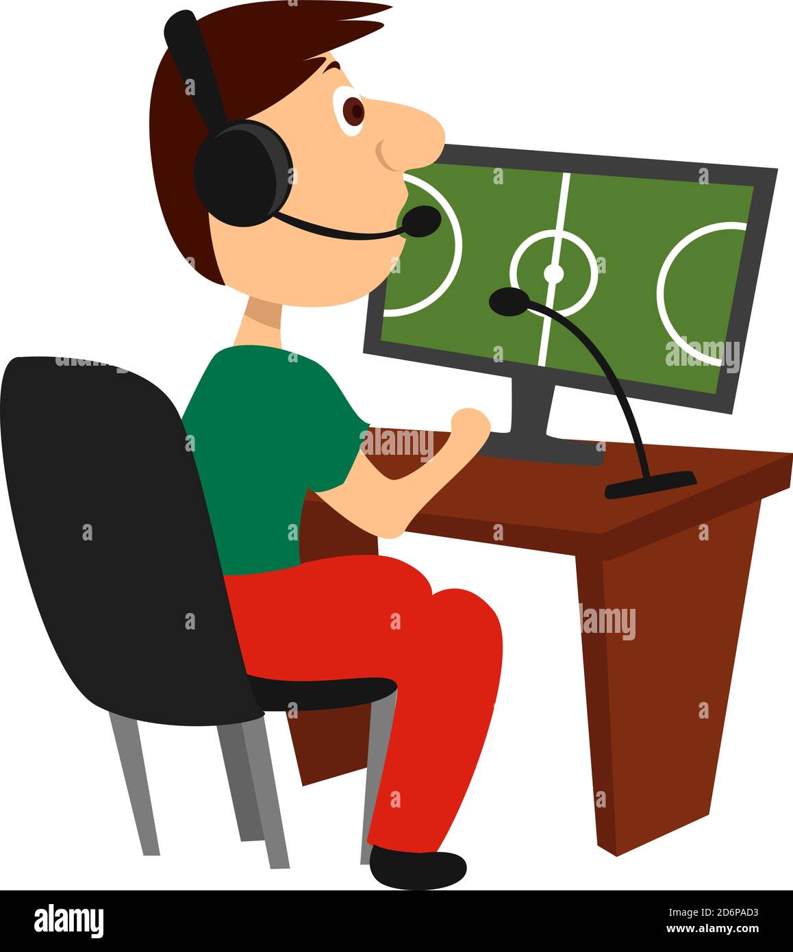 Football commentator, illustration, vector on white background Stock ...