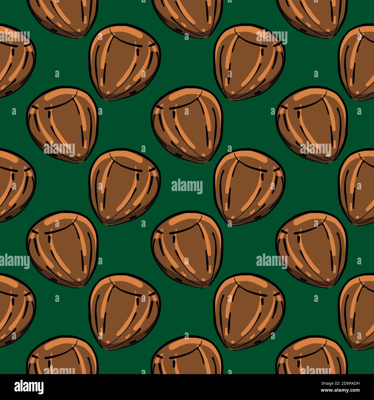 Brown hazelnut,seamless pattern on dark green background Stock Vector ...