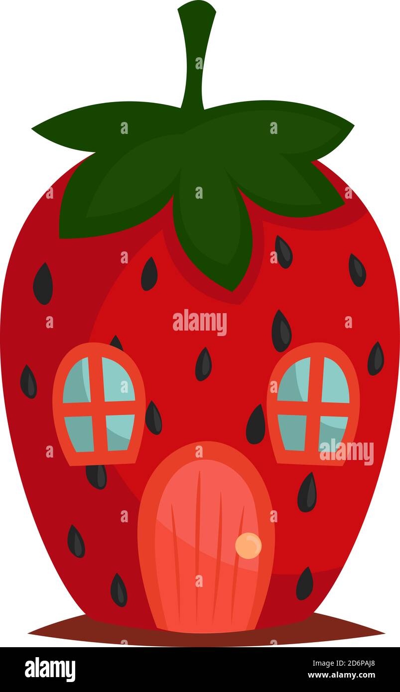 Strawberry house, illustration, vector on white background Stock Vector ...