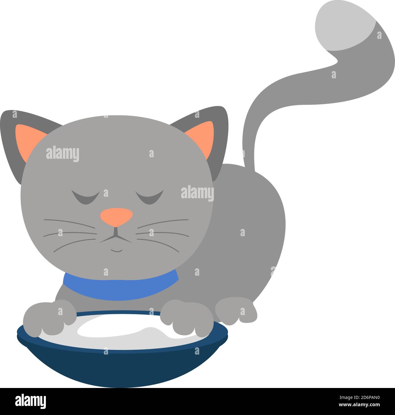 Grey cat, illustration, vector on white background Stock Vector Image ...