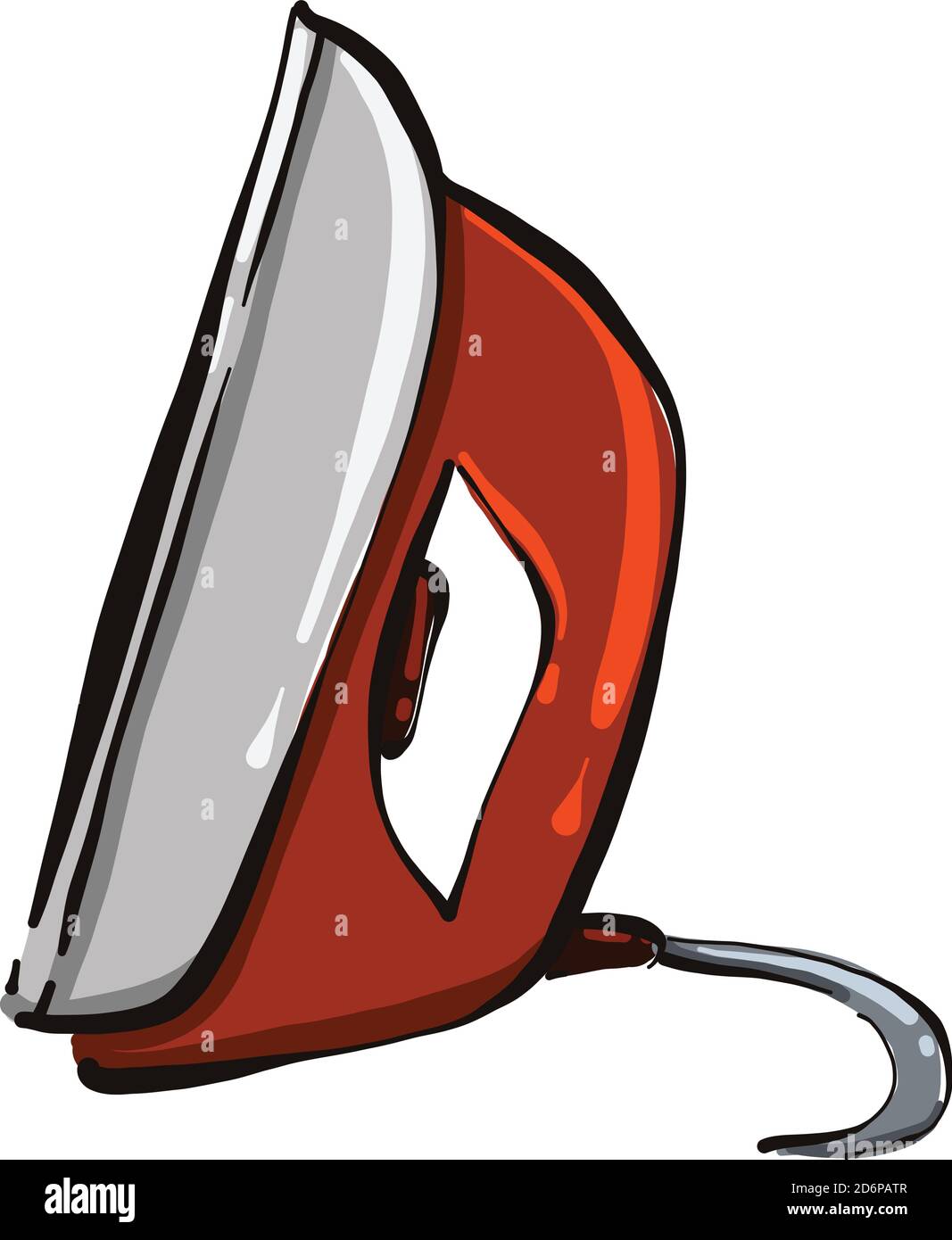 Red clothing iron, illustration, vector on white background Stock ...