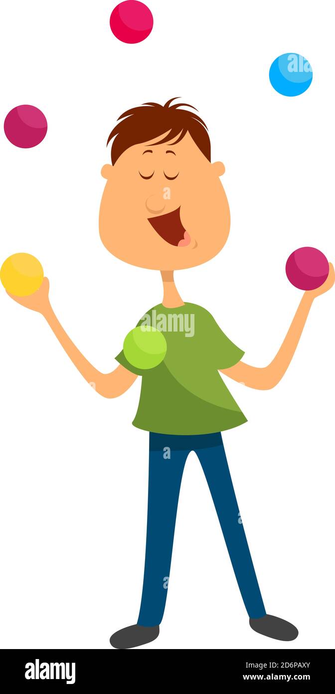 Male juggler, illustration, vector on white background Stock Vector ...