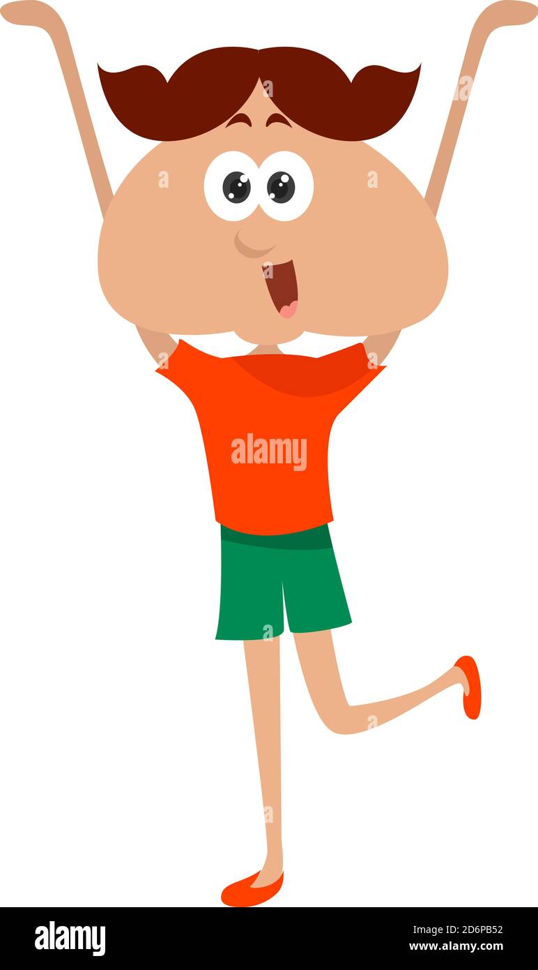 Happy girl, illustration, vector on white background Stock Vector Image ...