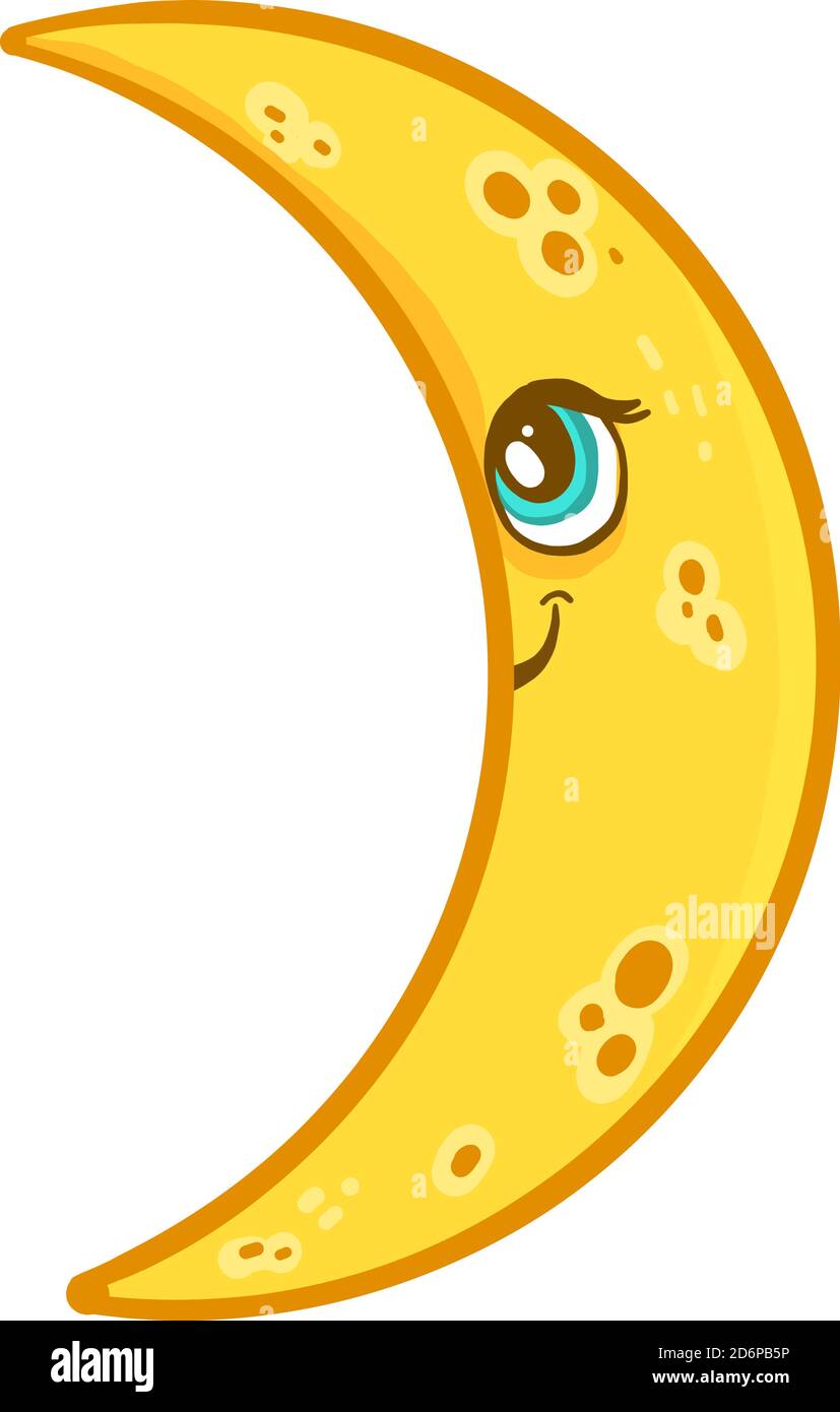 Young moon with a smile, illustration, vector on white background Stock ...