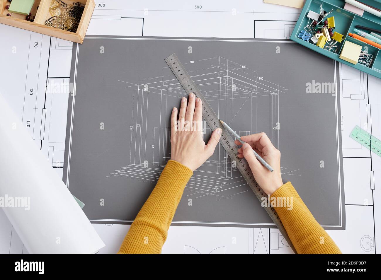 Architect plan view hi-res stock photography and images - Alamy