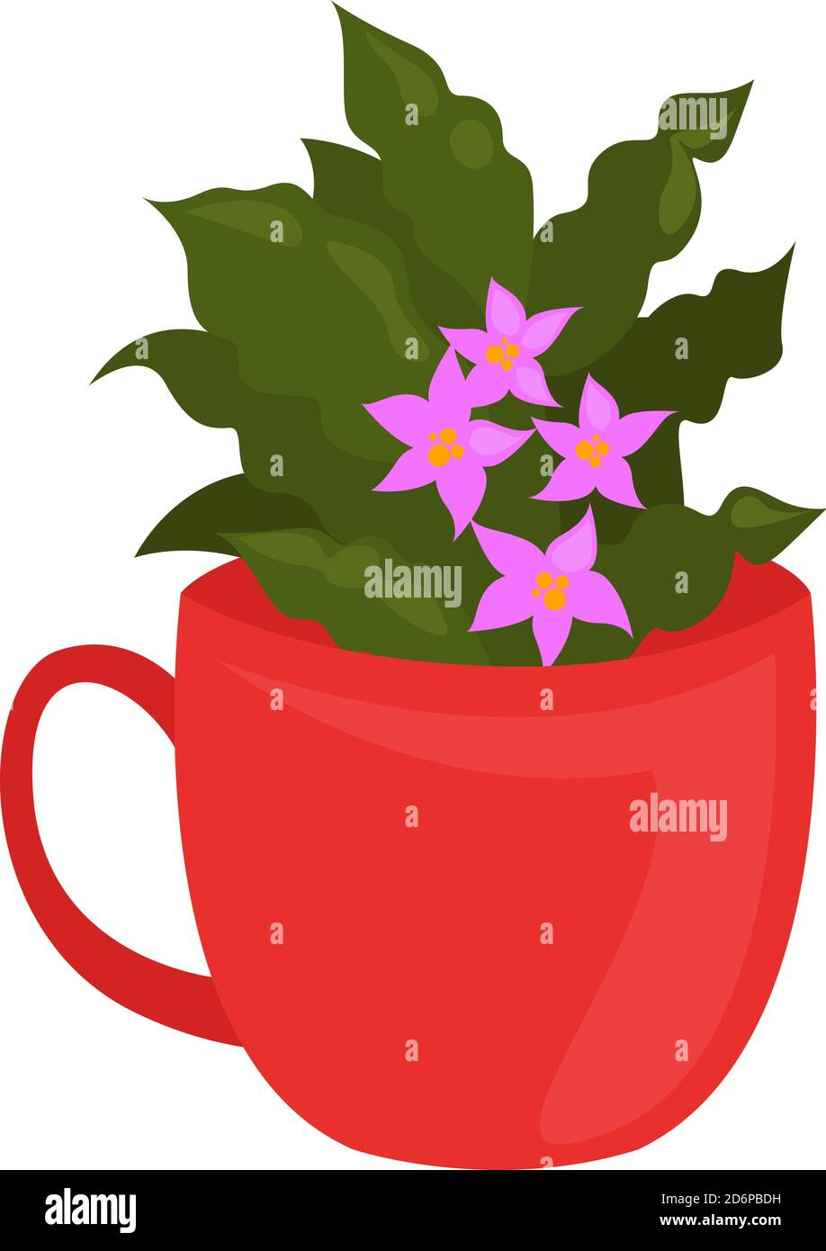 Flowers in a cup, illustration, vector on white background Stock Vector ...