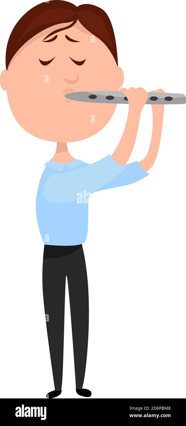 Playing a flute, illustration, vector on white background Stock Vector ...