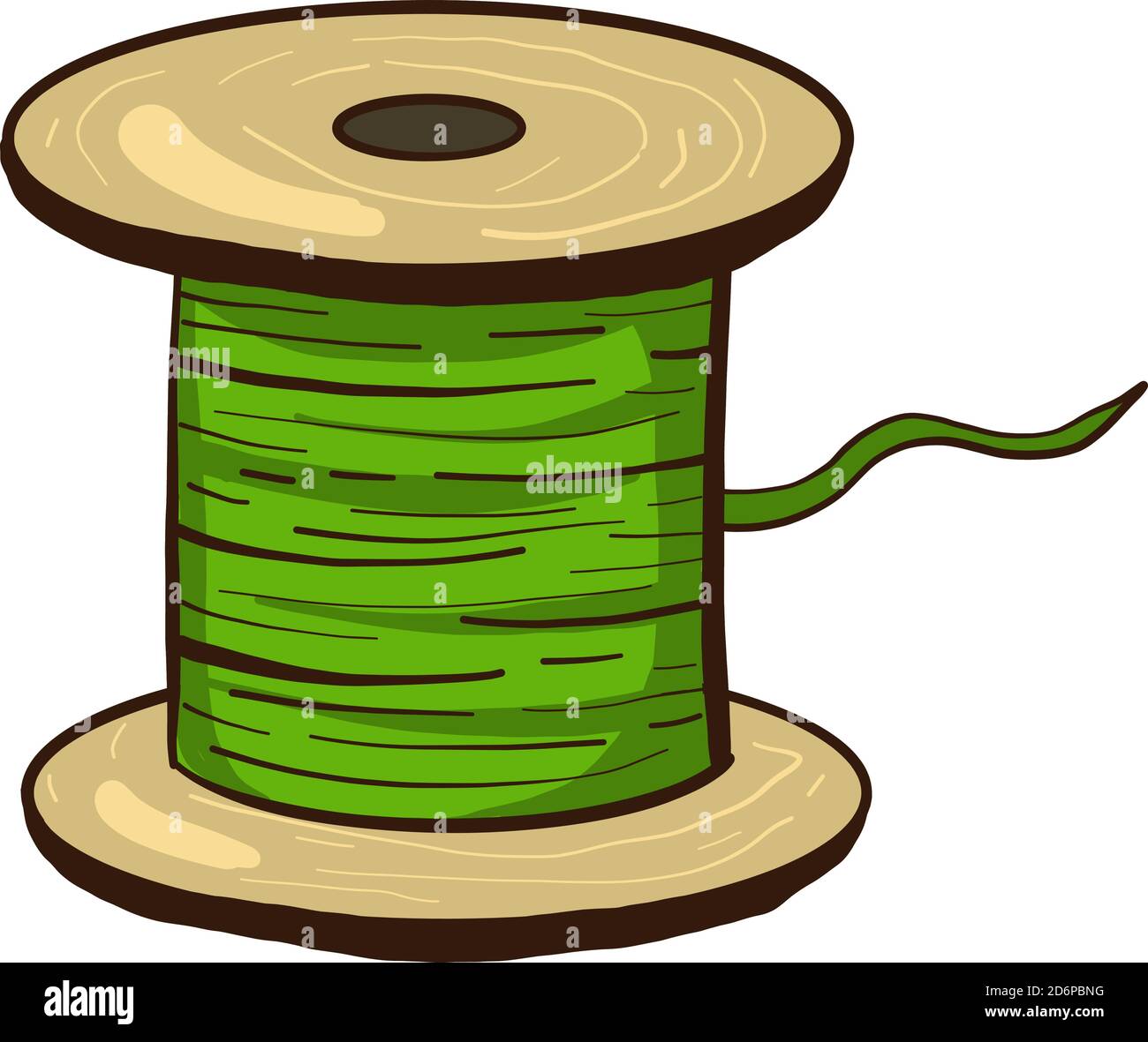 Small green thread, illustration, vector on white background Stock ...