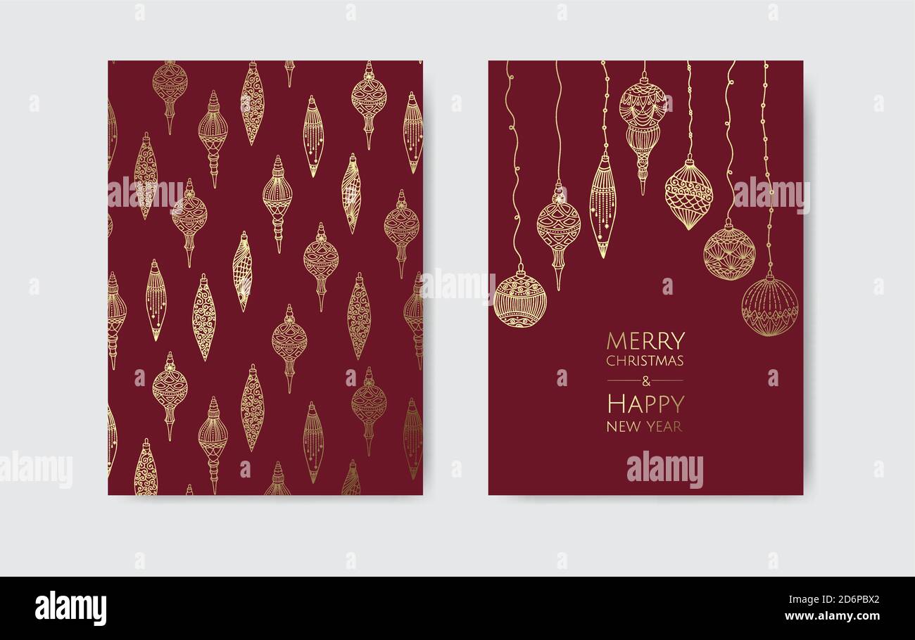 Vector Christmas Cards Set. Holiday Party Card Templates Design Stock ...